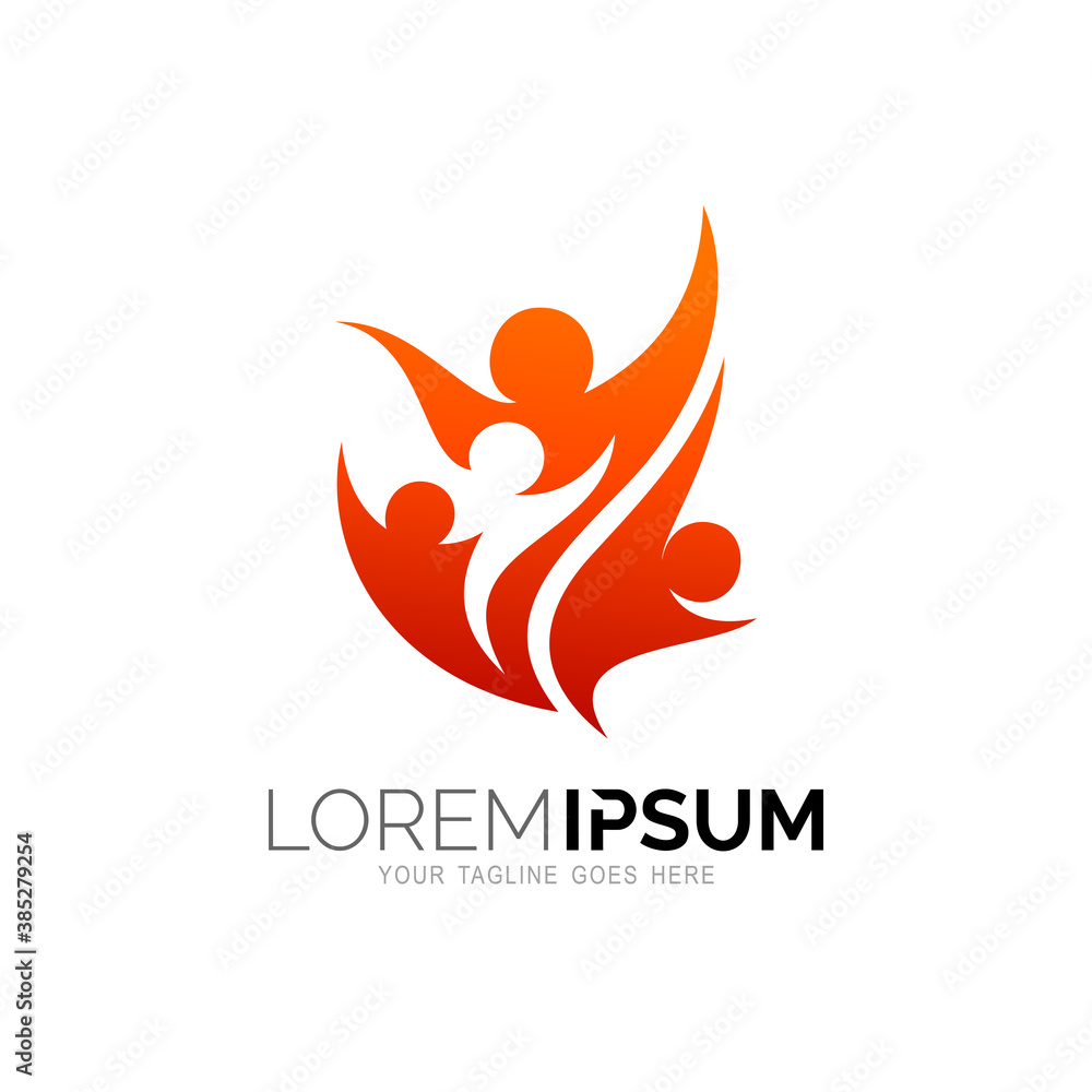 human logo, happy family logo, symbol of unity between humans + social ...