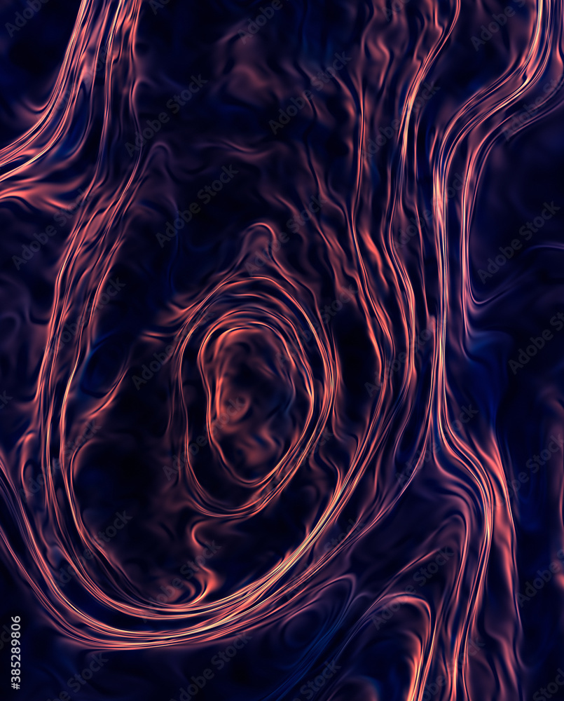 Alien substance. 3D abstraction. Glossy metallic texture. Curved metal ...