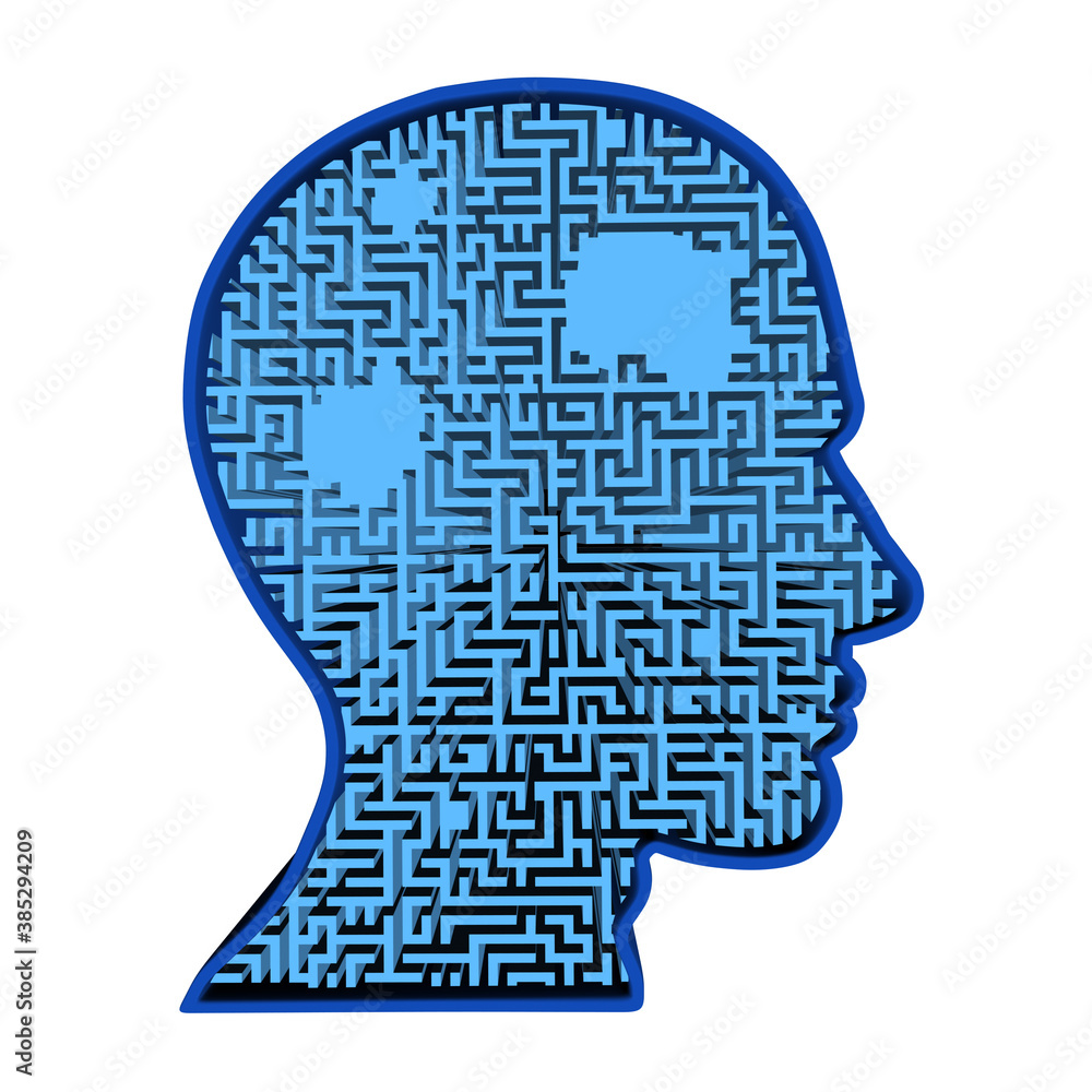 Concept of memory loss and dementia disease and losing brain function ...