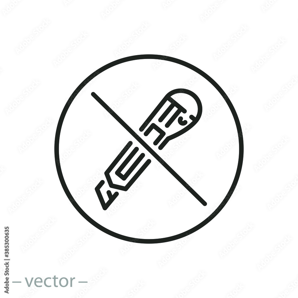 do not cut icon, no stationery knife, stop cutter for opening packaging ...