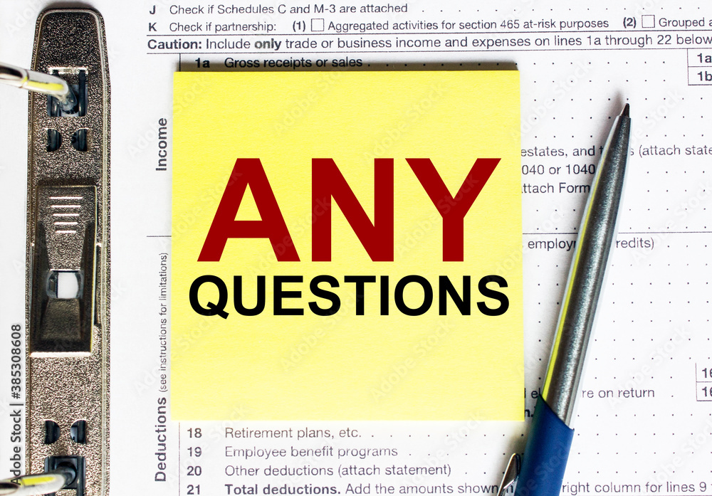 Yellow paper with text Any Questions Stock Photo | Adobe Stock