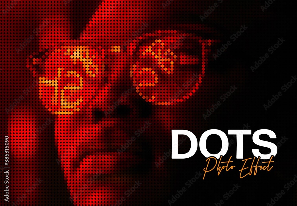 Dots Mosaic Portrait Photo Effect Mockup Stock Template | Adobe Stock