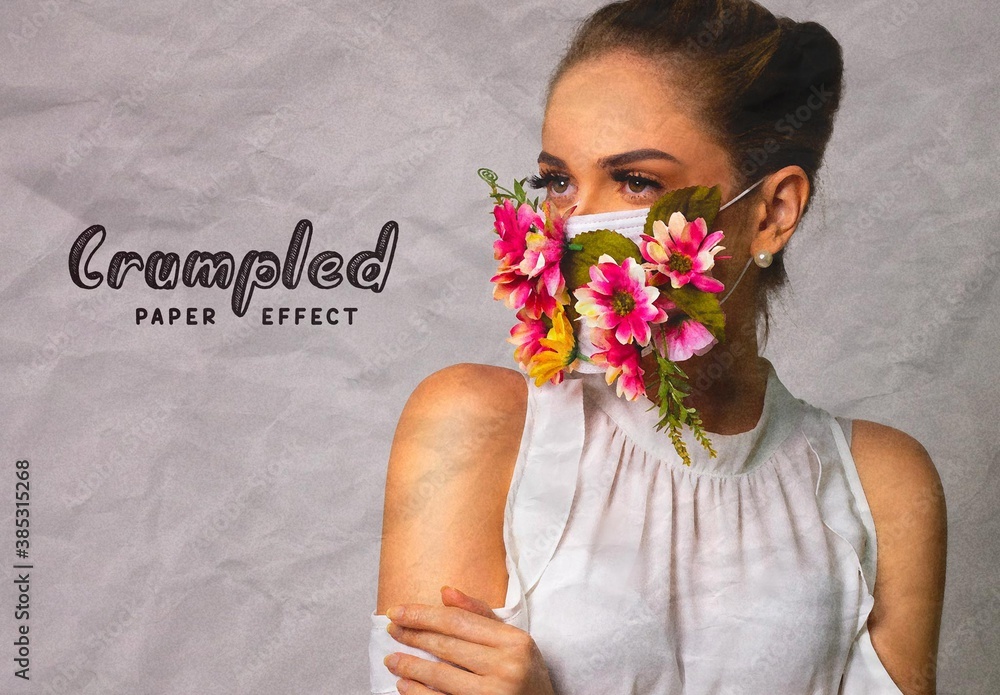 Crumpled Paper Photo Effect Mockup Stock Template | Adobe Stock