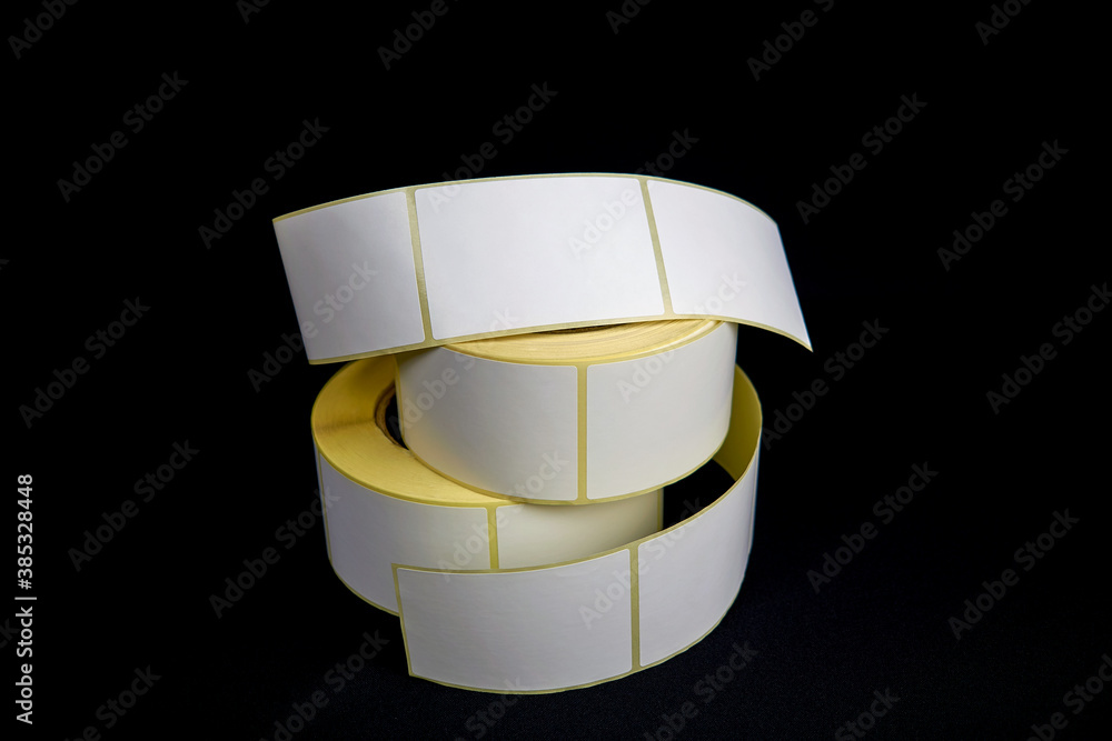 Blank Label Stickers. White roll of labels for thermal perforation ...