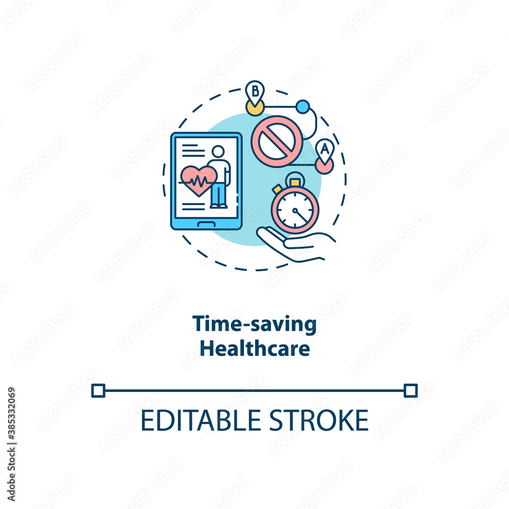 Time saving healthcare concept icon. Telemedical consultation step ...