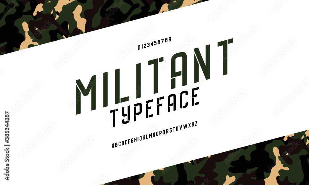 Stylish alphabet font military. Vector illustration of typography set a ...