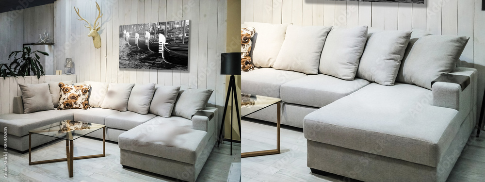 dirty sofa before and after Stock Photo | Adobe Stock