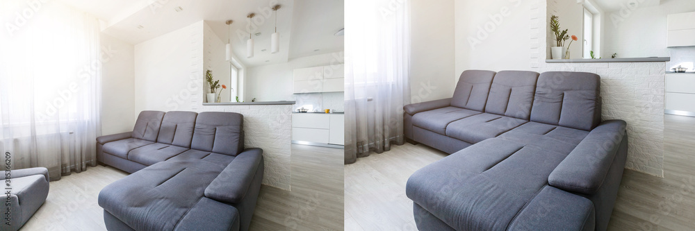 clean and dirty sofa before and after, Cleaning service clean sofa with ...