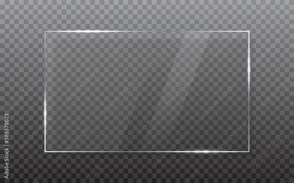 Glass plate on transparent backdrop. Realistic glass. 3D window with ...