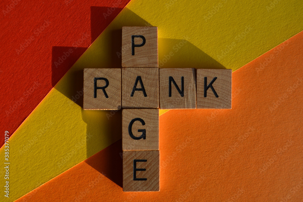 Page, Rank, words in wooden alphabet letters in crossword form isolated ...