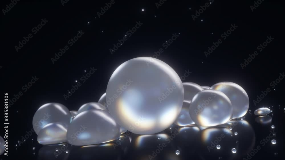 Bouncing liquid pearls over black background, animated Stock Video ...