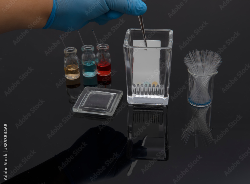 Colorful sample application of thin layer chromatography. The process ...