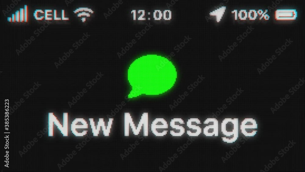 New Message appear on old display. Pixeled text animation with phone ...
