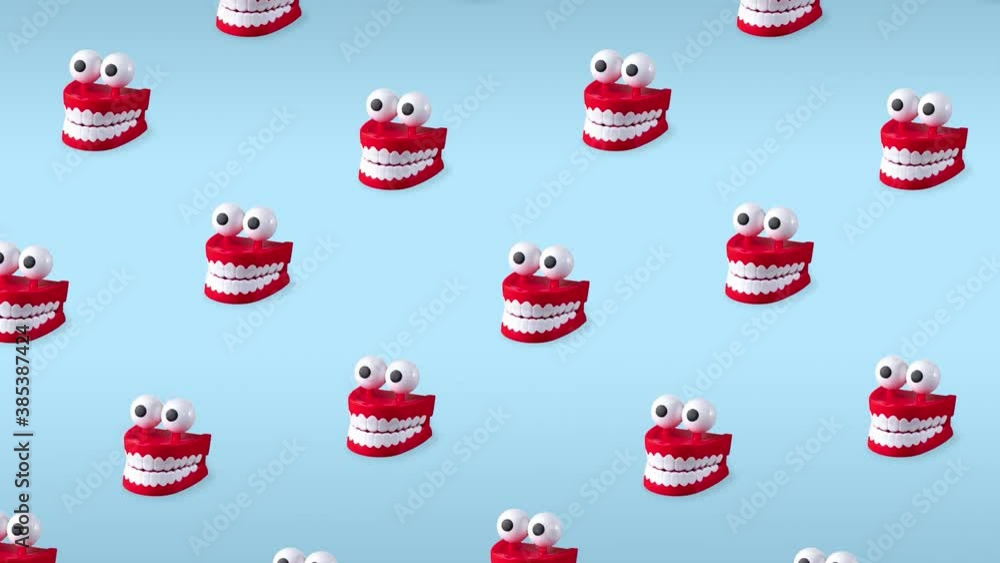 Vídeo do Stock: seamless looping animation of chattering teeth toys ...