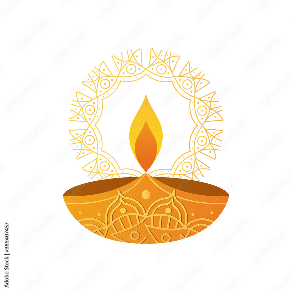 yellow diya icon, flat style Stock Vector | Adobe Stock