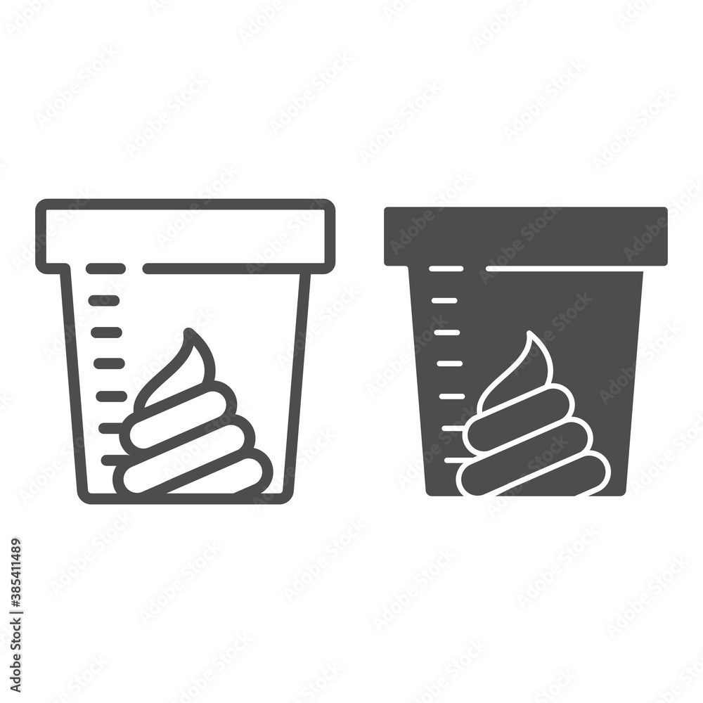 Stool sample for analysis line and solid icon, Medical tests concept ...