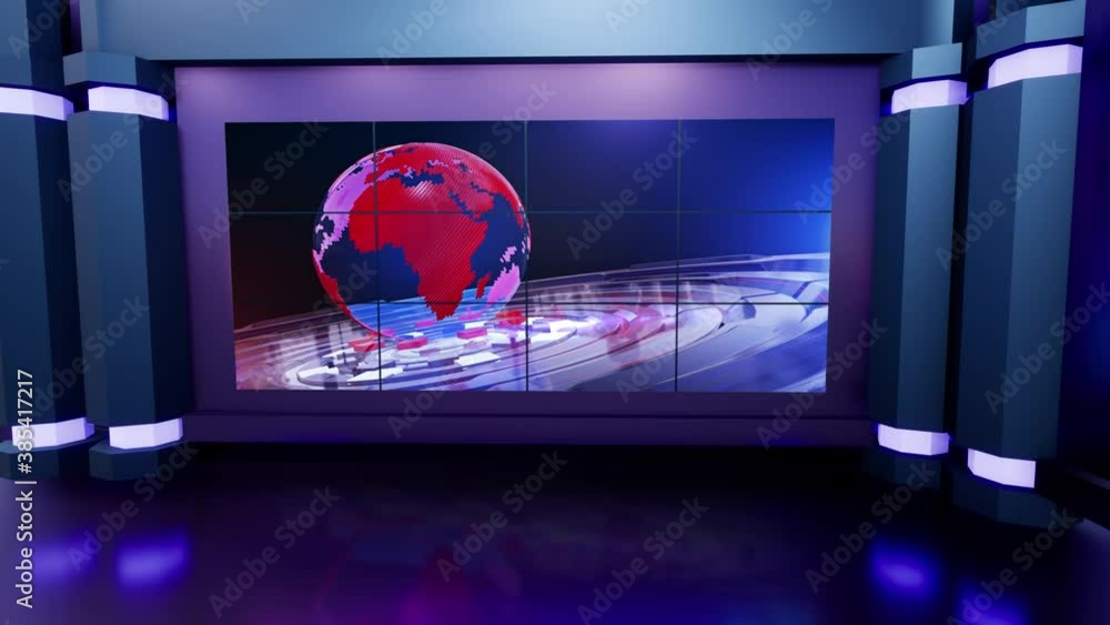3D Virtual TV Studio News Stock Video | Adobe Stock