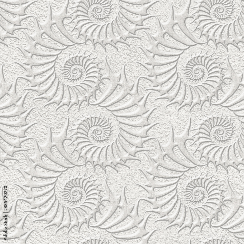 Plaster wall seamless texture with shells pattern, relief texture, wall ...