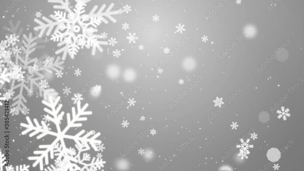 Abstract White motion loop background shining silver Snow snowflakes ...