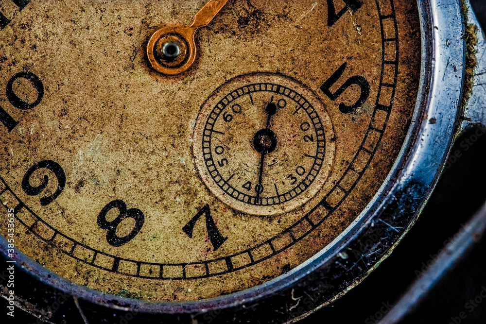 Vintage watch face close - up. Selective focus on elements, macro ...