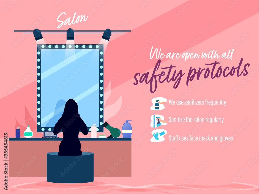 We Are Open Salon With All Safety Protocols Concept Based Poster or ...