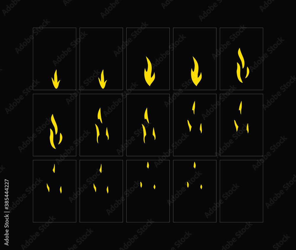 Fire sparks animation. Flame effect sprites sheet for games, video ...