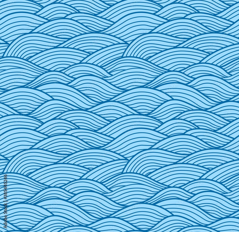 Japanese Swirl Ocean Wave Vector Seamless Pattern Stock Vector | Adobe ...