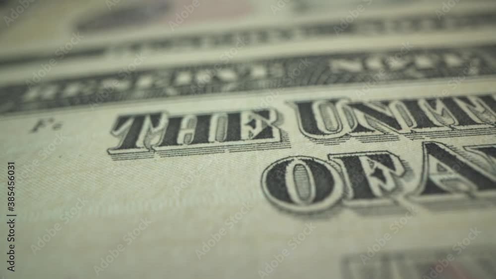 The united states of america sign on american bank note in macro shot ...