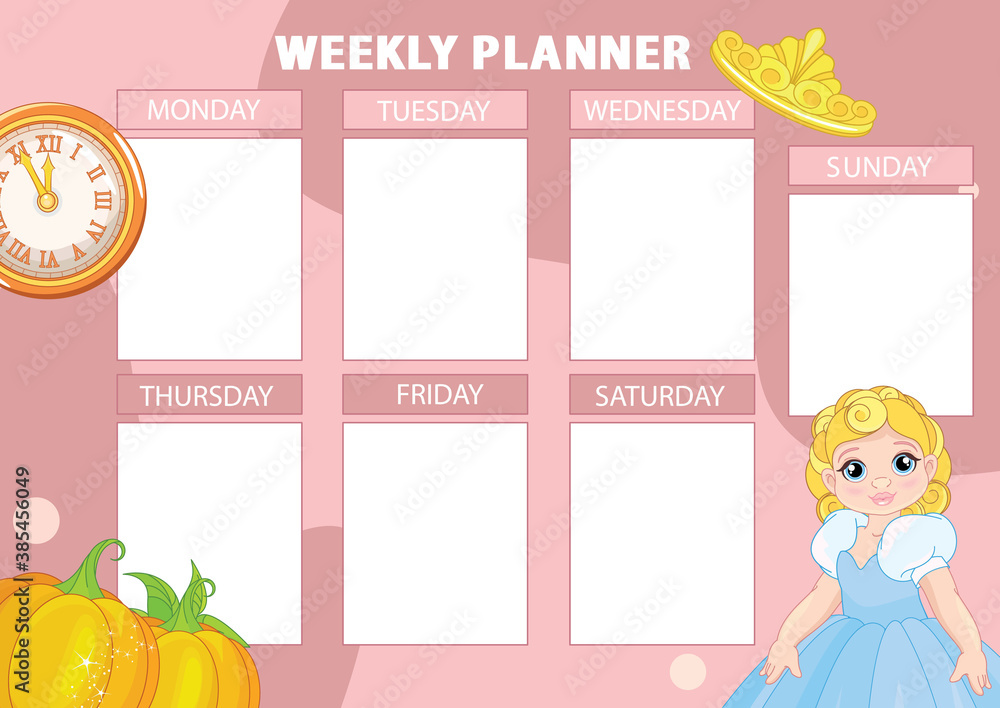 Children's weekly planner. Vector illustration. Stock Vector | Adobe Stock