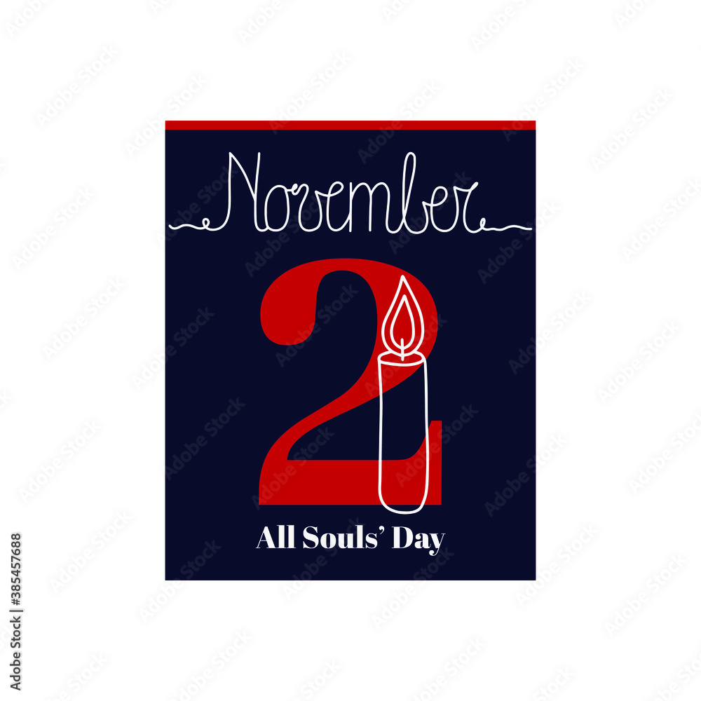 Calendar sheet, vector illustration on the theme of All Souls’ Day on ...