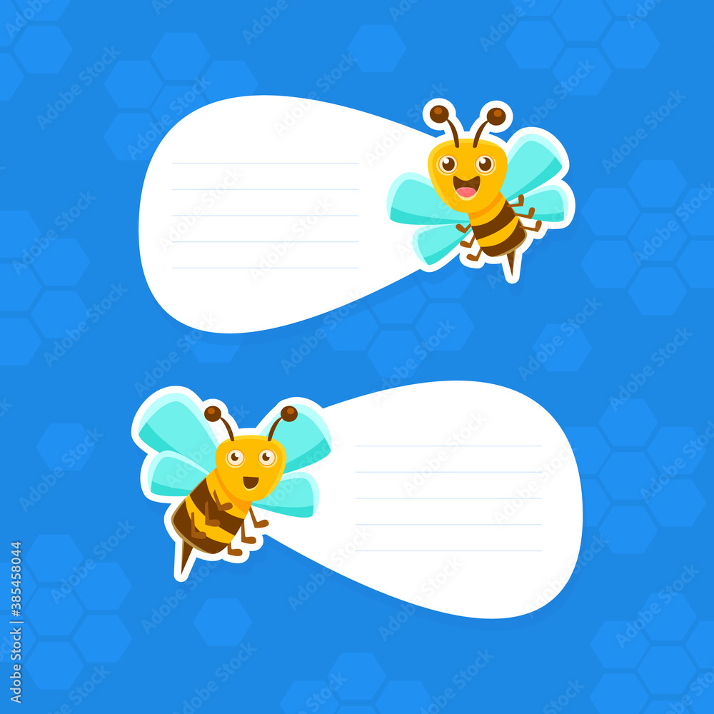 Cute Bees Holding White Empty Signboarda with Space for Text ...