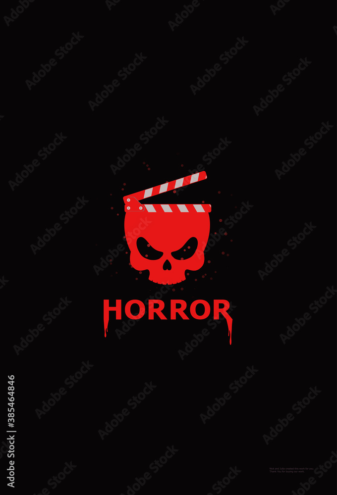 Template for festival horror movie. Bloody skull with clapper. Cinema ...