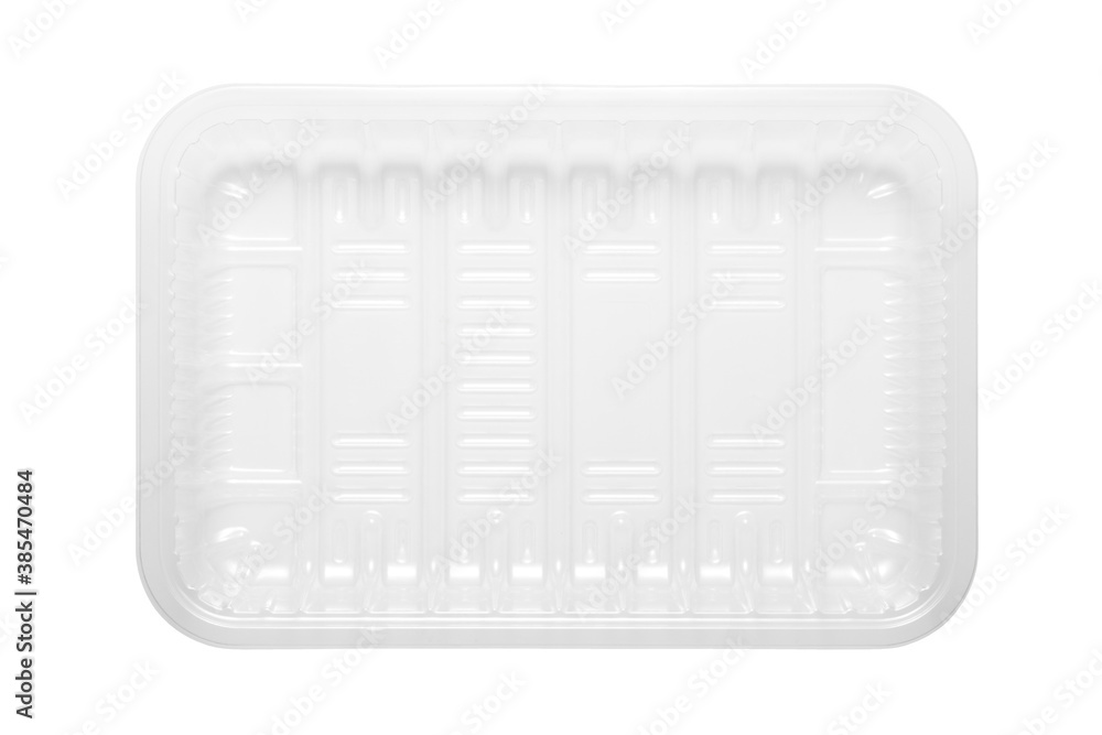 Transparent plastic food tray isolated on white background. top view ...
