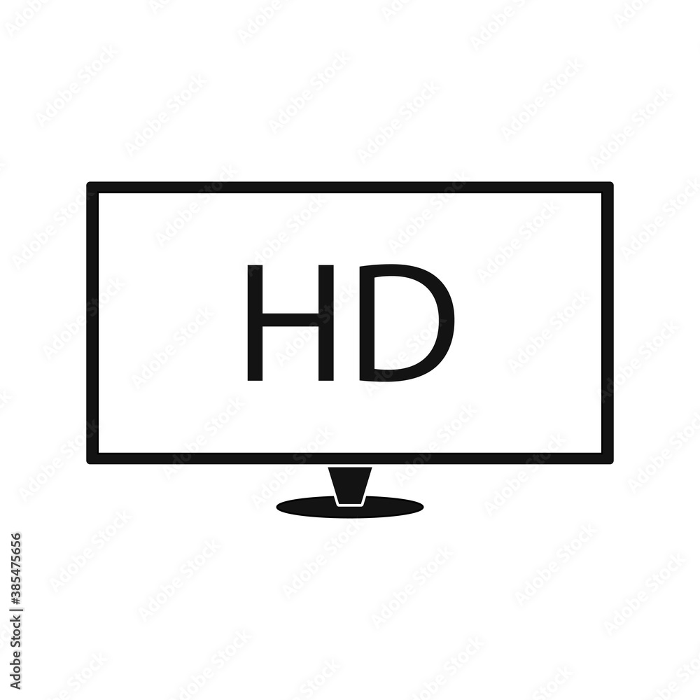 HD tv icon on white background. Simple element illustration from cinema ...