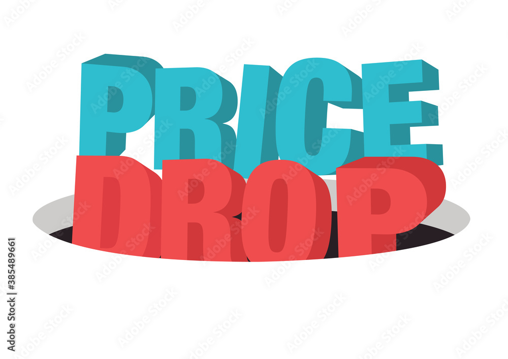 Typographic design of Price Drop falling into a hole. Stock Vector ...