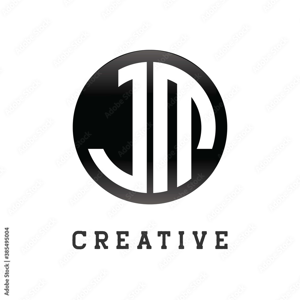 Initial Letter JM Circle Shape Monogram Black Design Logo Stock Vector | Adobe Stock