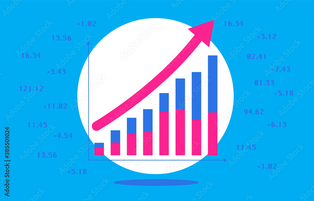 Stock market rising graph vector illustration - Chart with arrow ...