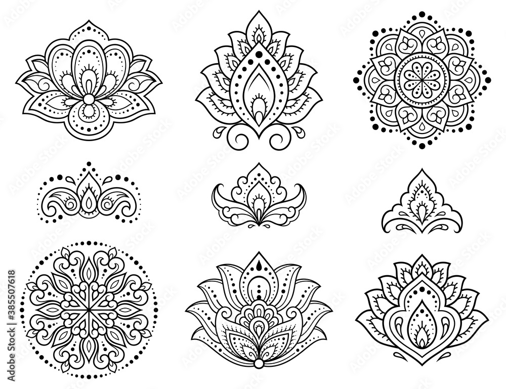 Henna Mandala Flower Mehndi Lotus Flower Pattern For Henna Drawing And