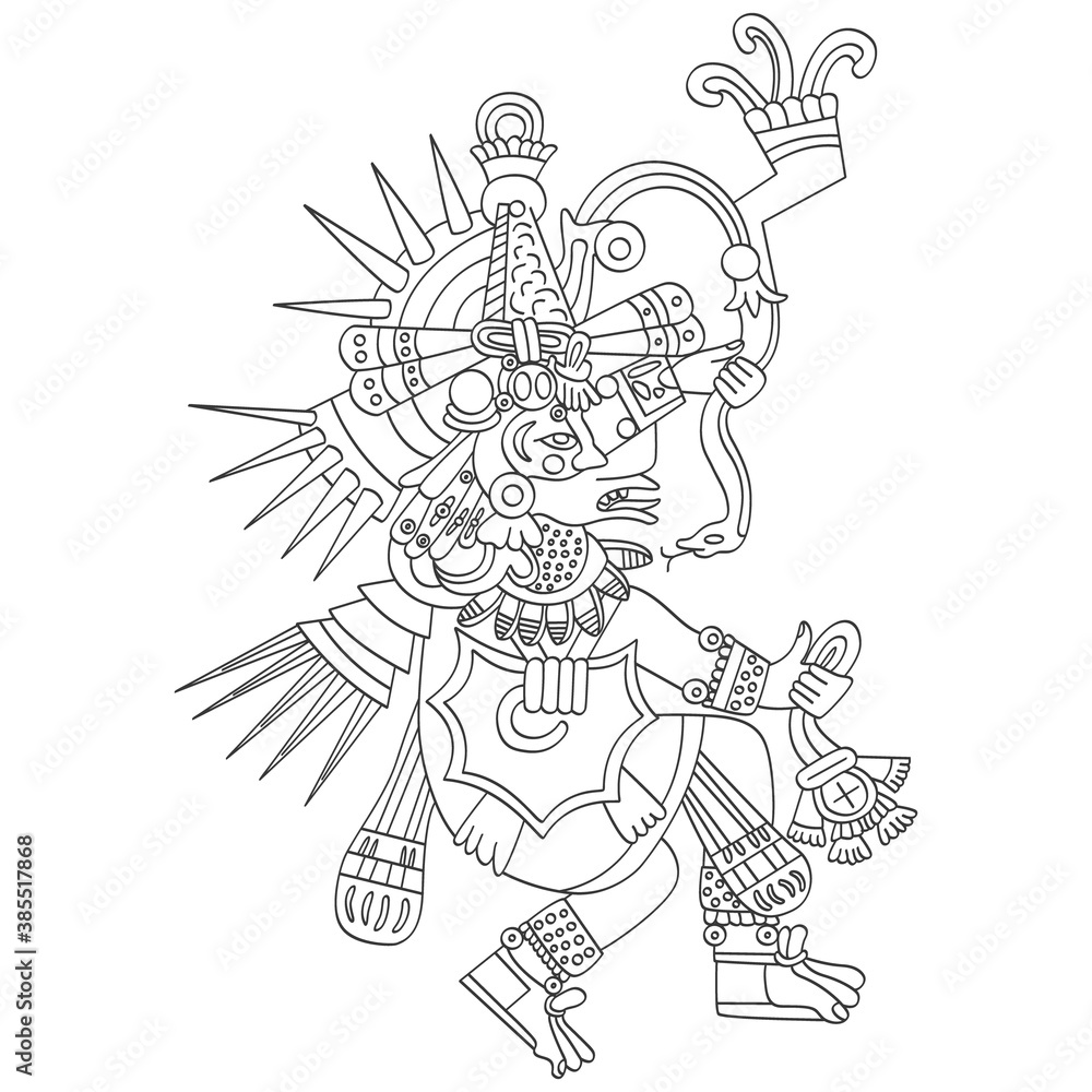 vector icon with Quetzalcoatl the Aztec god of wind and air Stock ...