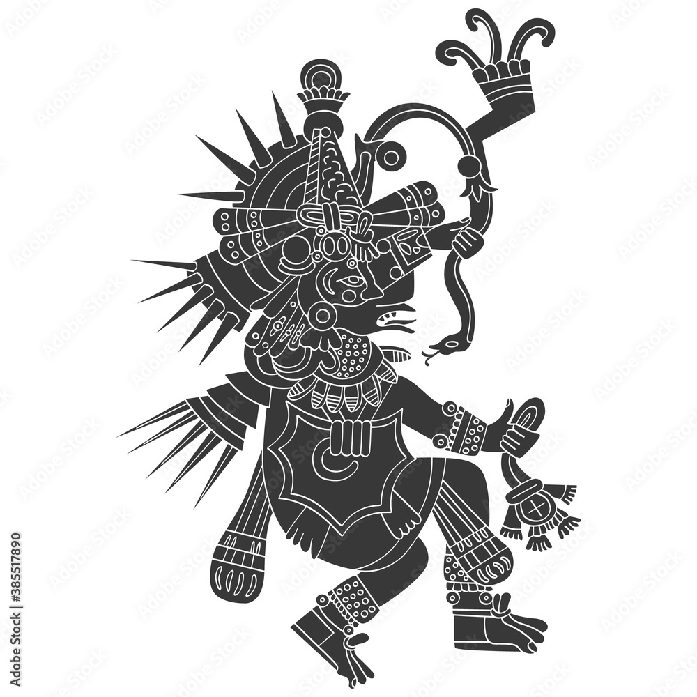 vector icon with Quetzalcoatl the Aztec god of wind and air Stock ...