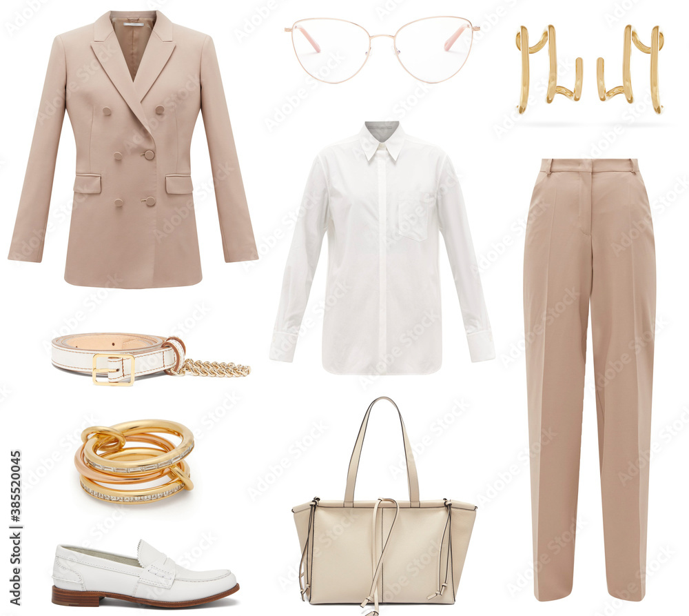 A clothing collage. The collage consists of fashionable clothes in ...