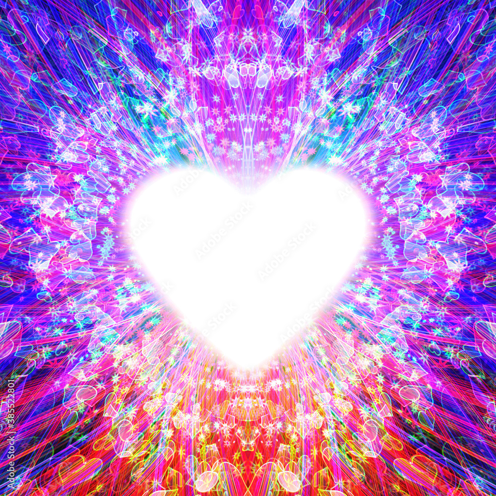 design of multi-colored rays emanating from the radiant heart Stock ...