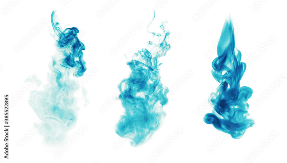 Blue fire smoke blot on white background. 스톡 사진 | Adobe Stock