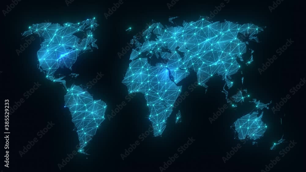 Vidéo Stock World Map Global Technology With Plexus Patterns Background ...