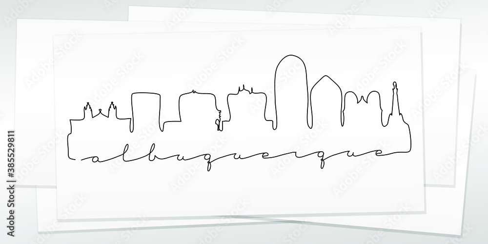 Albuquerque, NM, USA Doodle Skyline Hand Drawn. City One Line Art ...