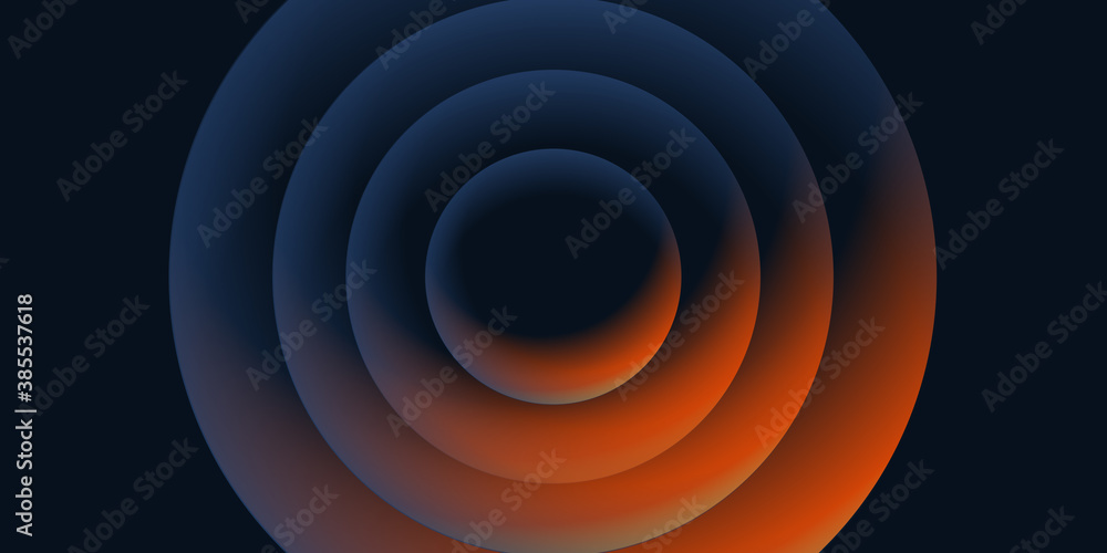 Abstract blue red background with wave water circle spiral light ...