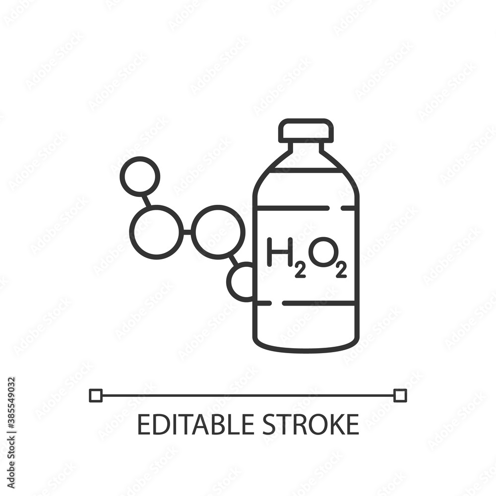 Hydrogen peroxide linear icon. Medical cleanser to treat wound. First ...