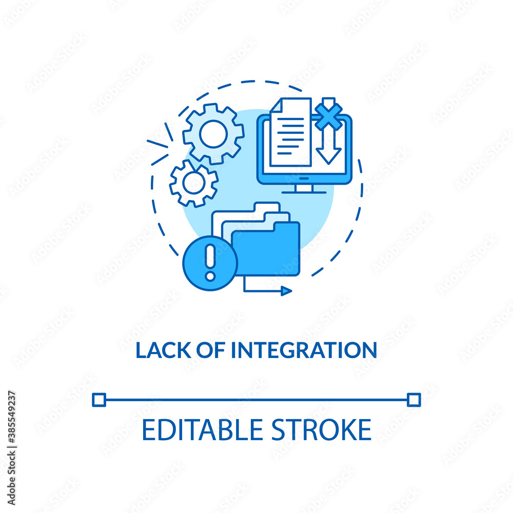 Lack of integration concept icon. Telemedicine challenges. Database ...