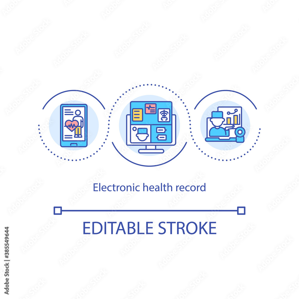 Electronic health record concept icon. EHR idea thin line illustration ...