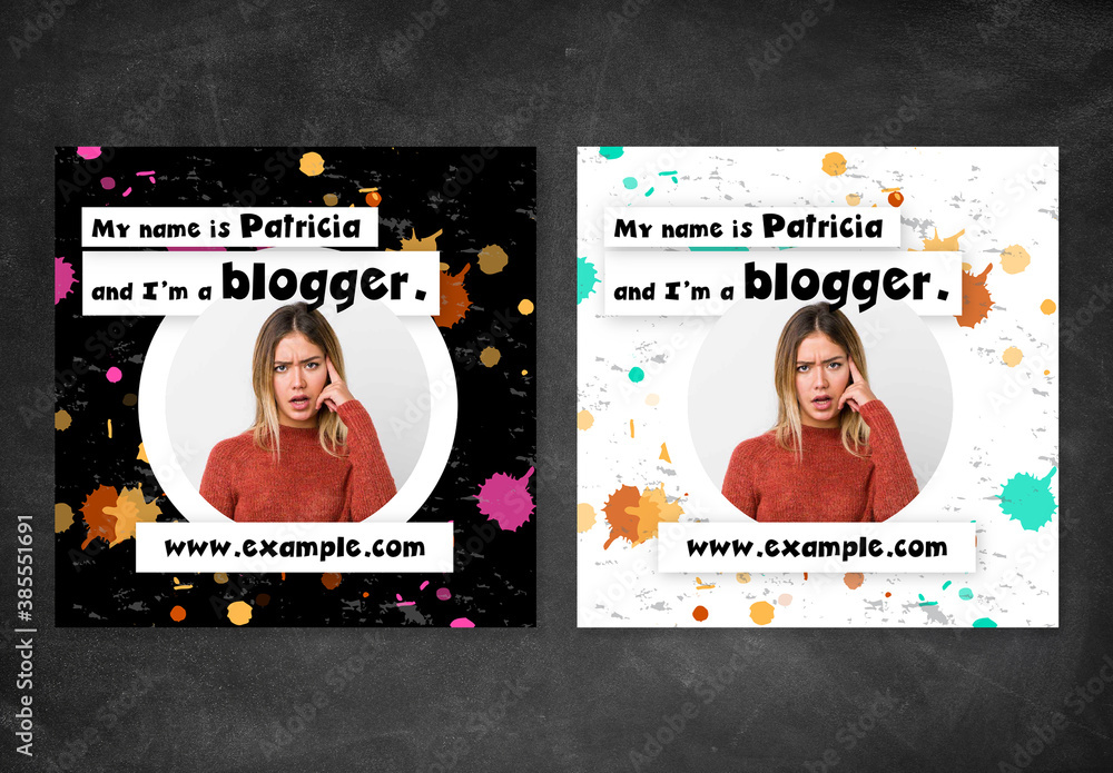 Blogger Social Media Post Layouts Stock Template | Adobe Stock